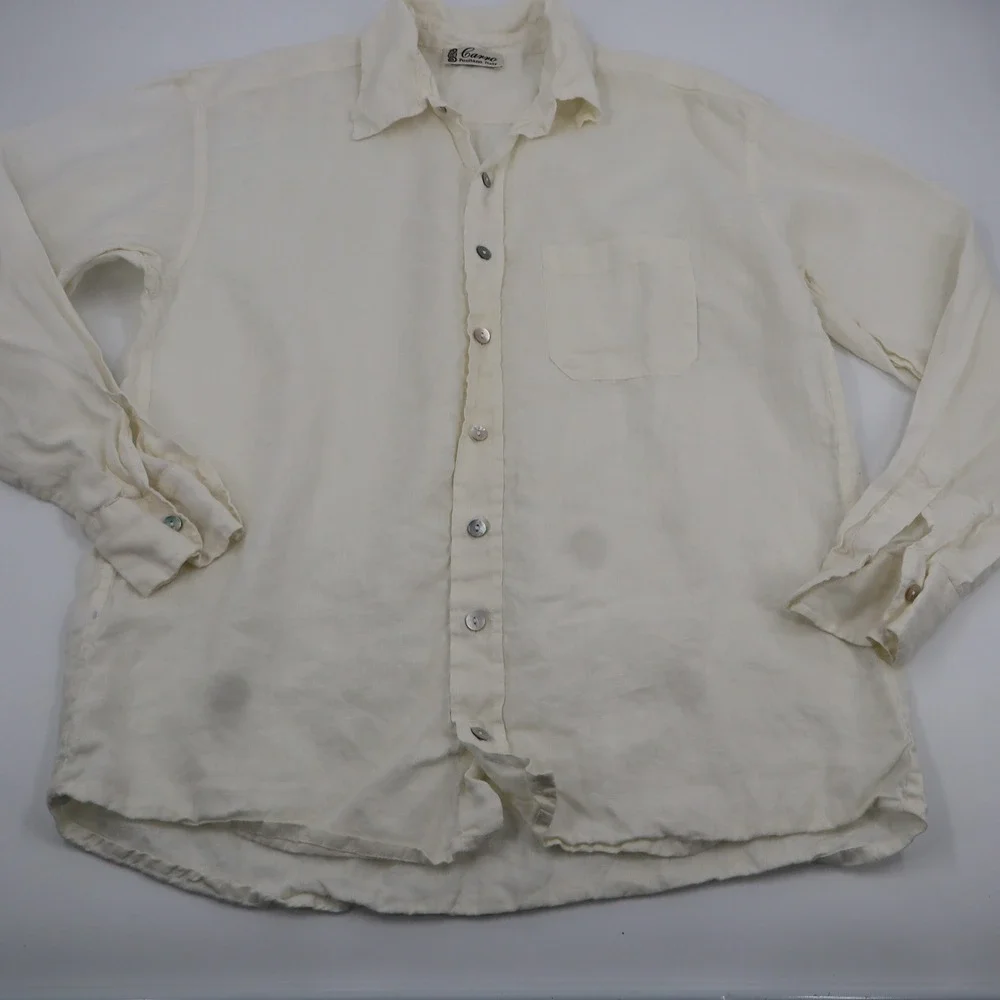 Carro Positano | Shirts | Carro Positano Italy Mens Cream Linen Button ...